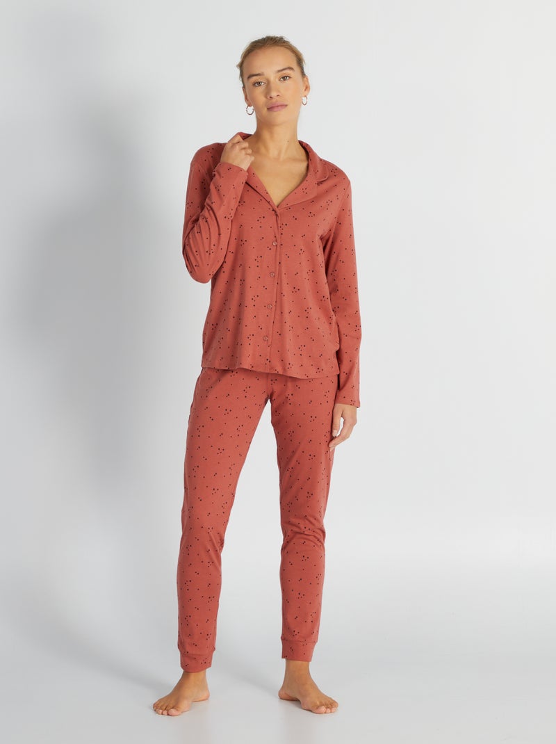 Tweedelige, lange pyjama - 2-delig - ROOD - 19.00€ - Kiabi