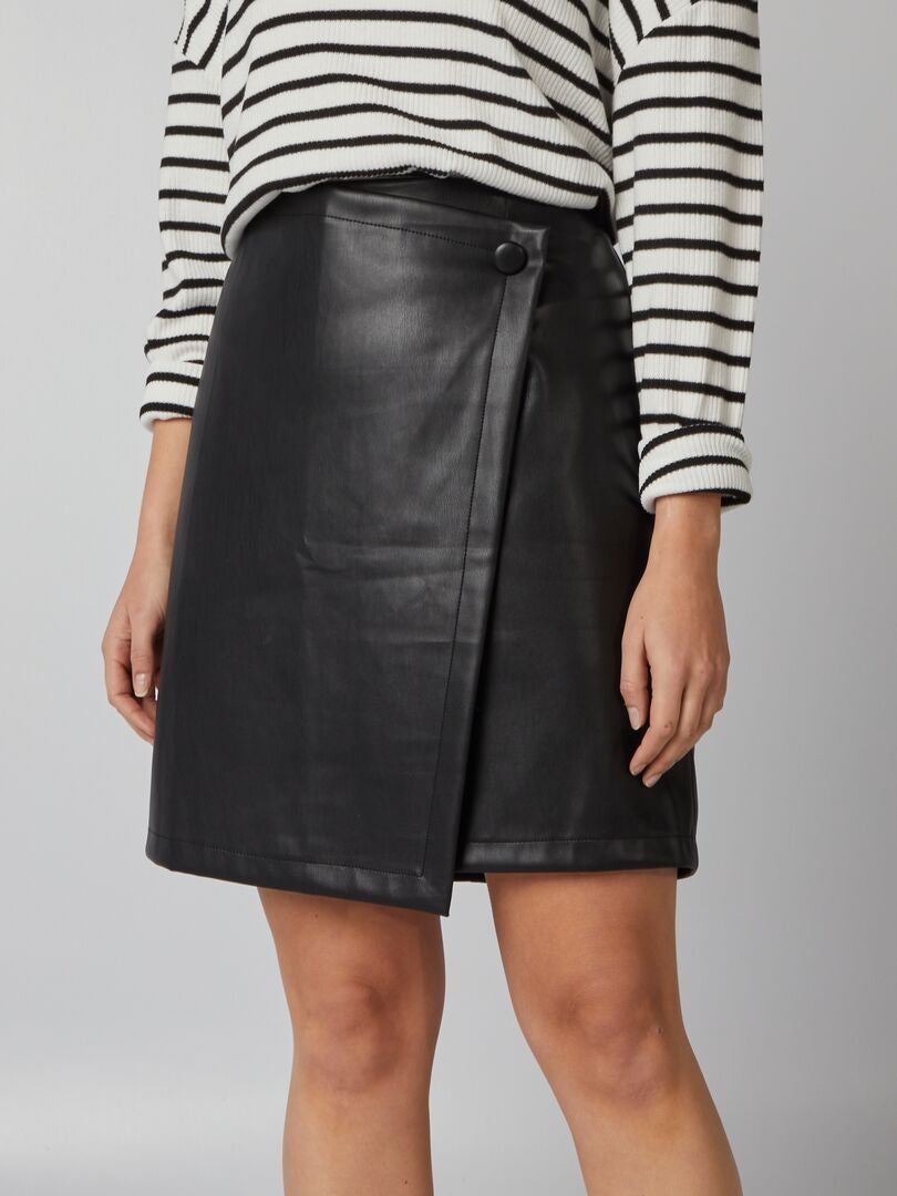 Wikkelrok met knopen - zwart - Kiabi - 20.00€